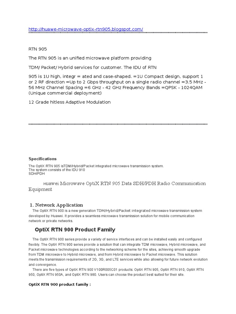 Huawei 905 Draft | PDF | Microwave | Lte (Telecommunication)