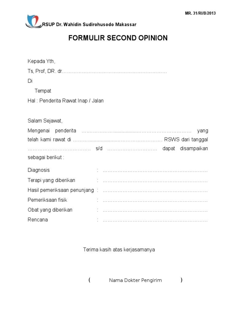 Formulir Second Opinion | PDF