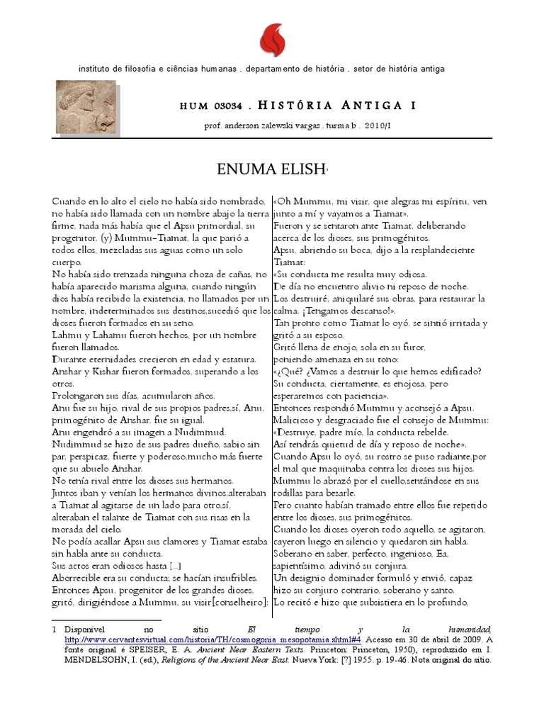 Enuma Elish - Español | PDF | Mitología asiática | Mitos de la creación