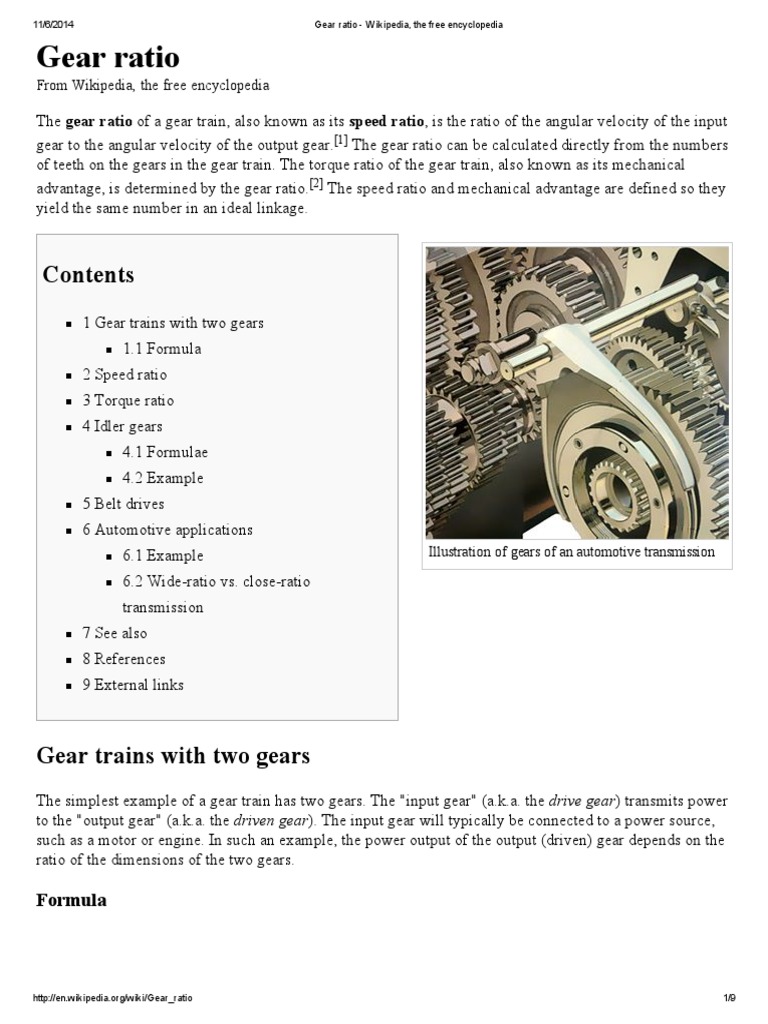 Gear Ratio | PDF | Gear | Transmission (Mechanics)