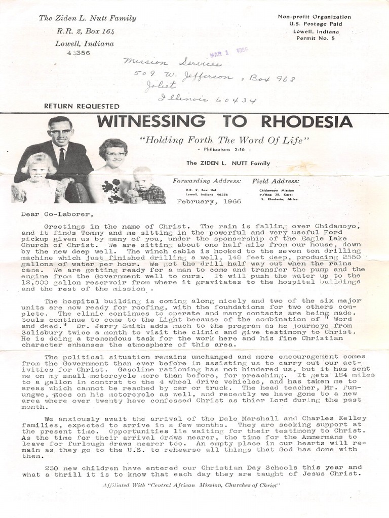 Nutt Ziden Helen 1966 Rhodesia (Zimbabwe) | PDF | Evangelism | Jesus