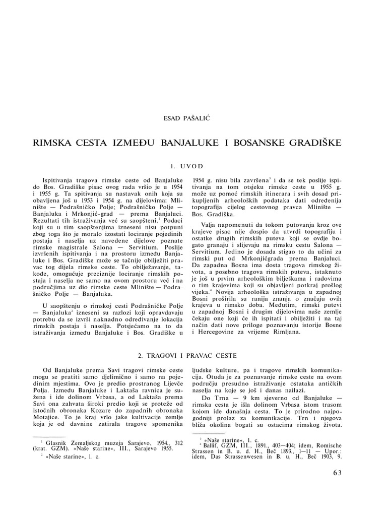 Rimska Cesta Između Banjaluke I Bosanske Gradiške | PDF