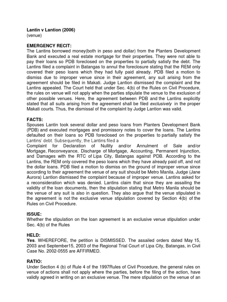 Lantin Vs Lantion | PDF | Foreclosure | Mortgage Law