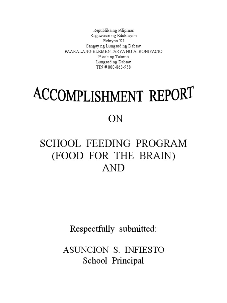 School Feeding Program Accomplishments | PDF | Malnutrition | Nutrition