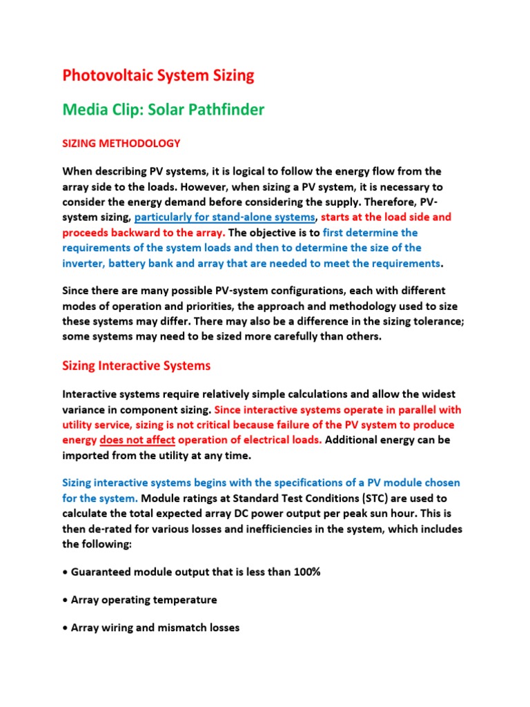 Photovoltaic System Sizing-Part 1 | PDF | Power Inverter | Photovoltaic ...