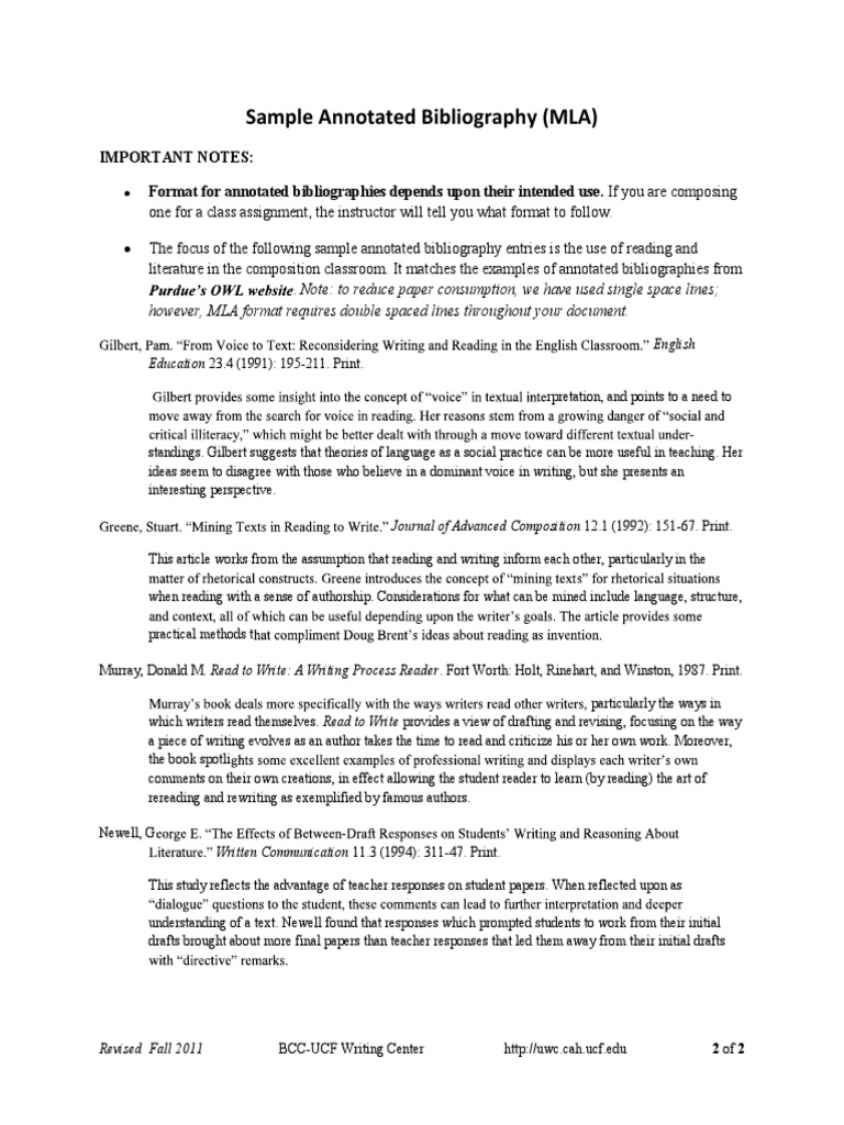 Annotated Bibliography Handout | PDF | Career & Growth | Language Arts ...