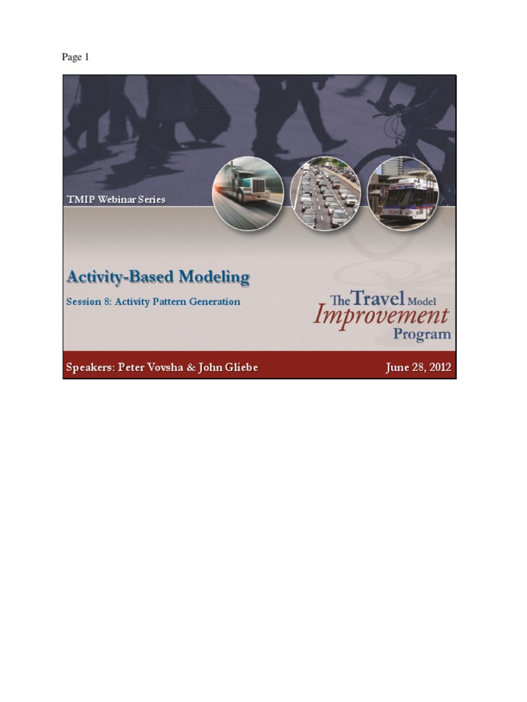 Activity Pattern Generation in Modeling | PDF | Telecommuting ...