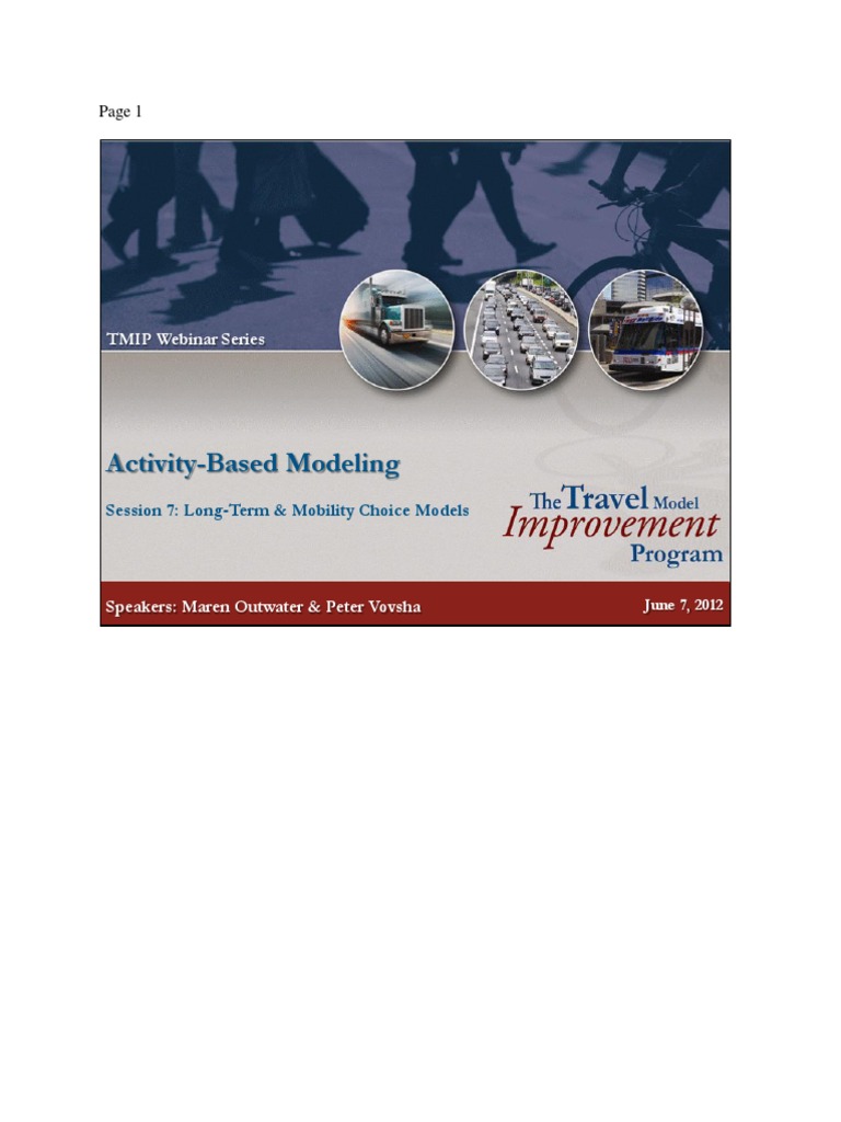 Activity-Based Modeling: TMIP Webinar Series | PDF | Toll Road | Public ...