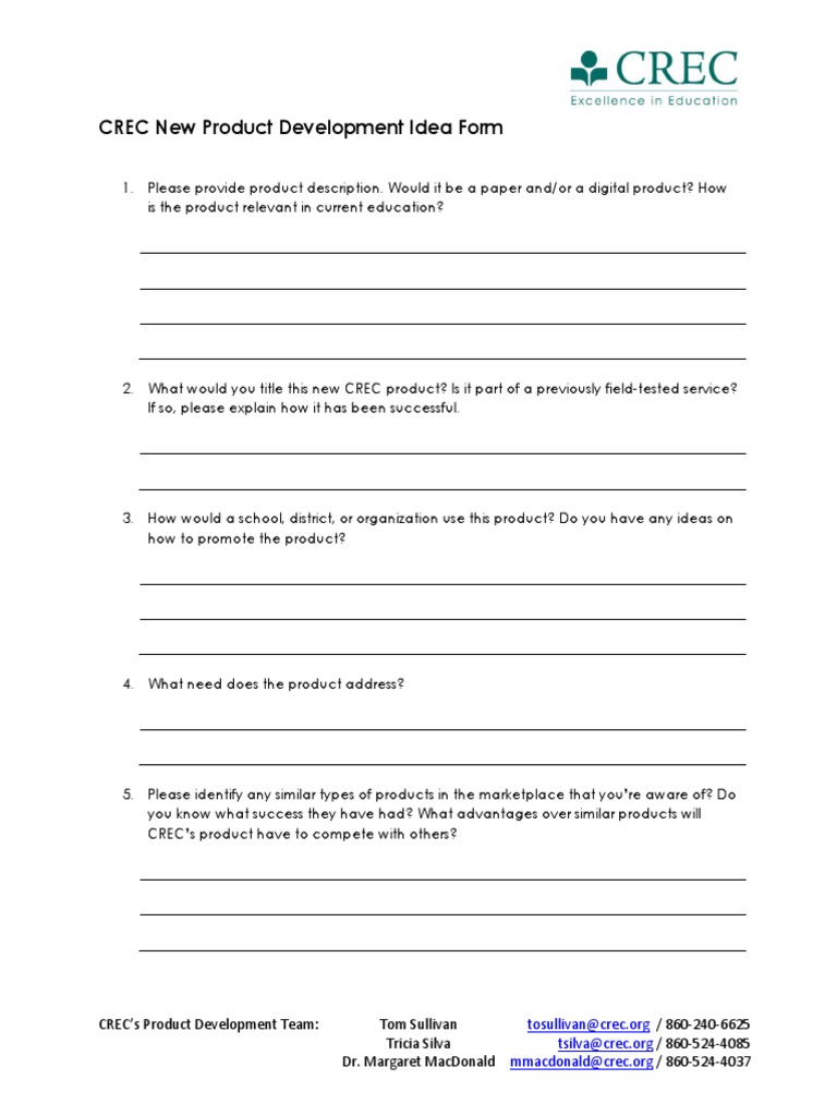 CREC New Product Development Idea Form | PDF