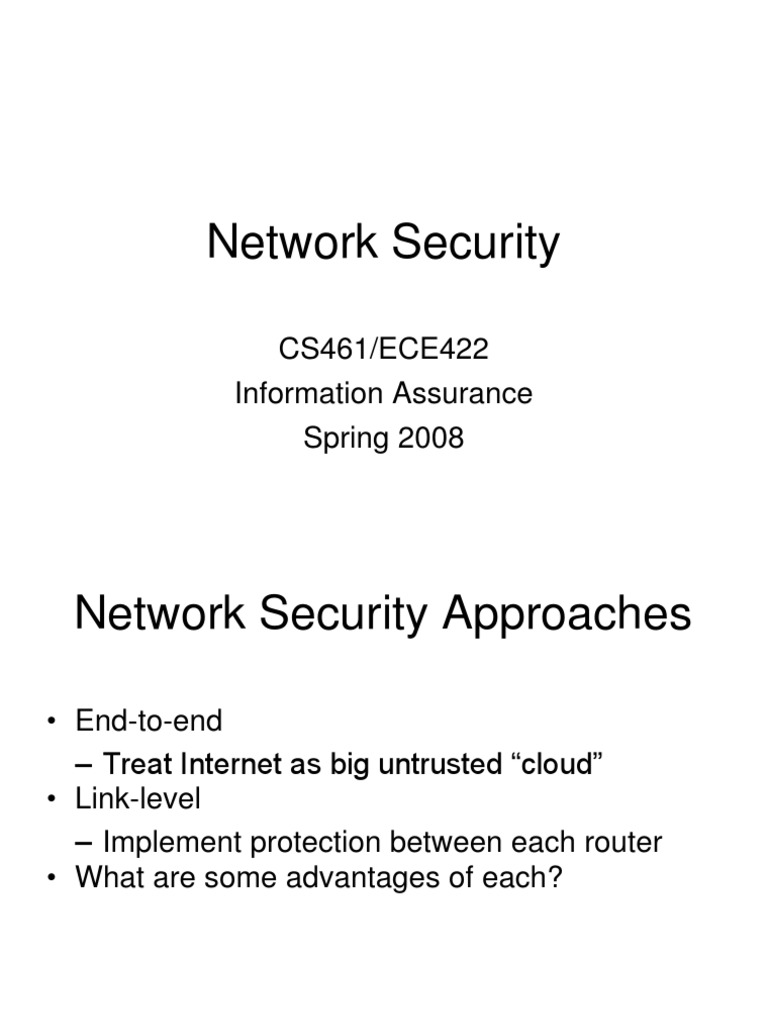 Network Security: CS461/ECE422 Information Assurance Spring 2008 | PDF | Transport Layer ...