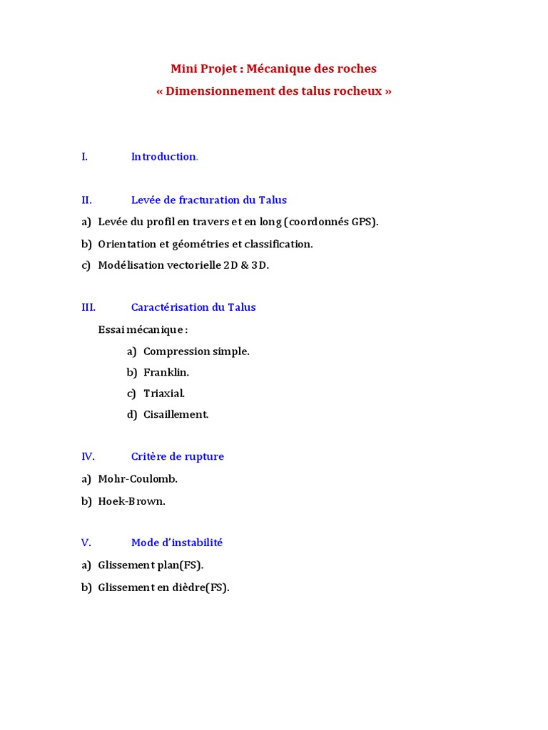 Dimensionnement D'un Talus Rocheux | PDF