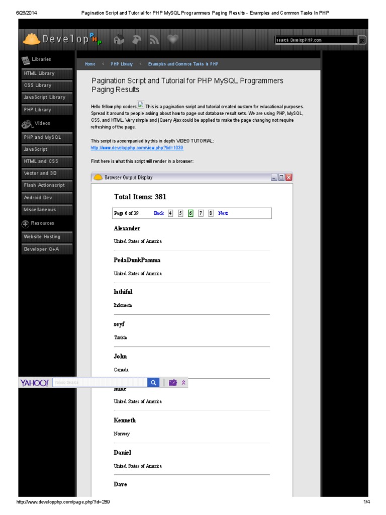 Pagination Script And Tutorial For Php Mysql Programmers Examples And Common Tasks For Paging