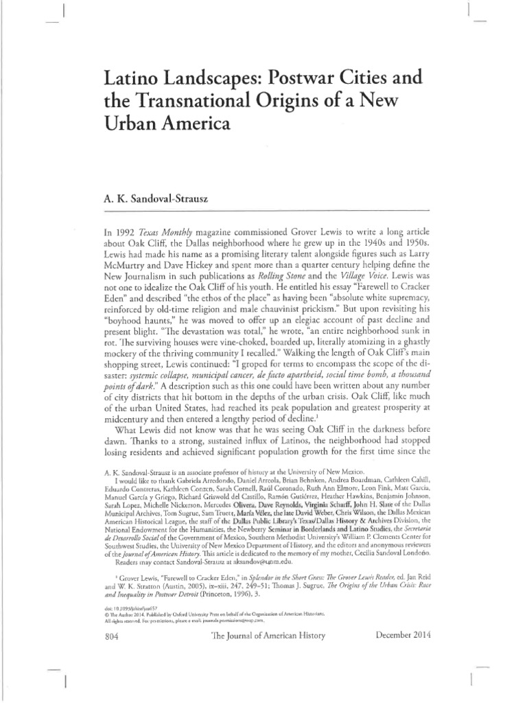 Latino Landscapes: Postwar Cities and Transnational Origins of A New ...