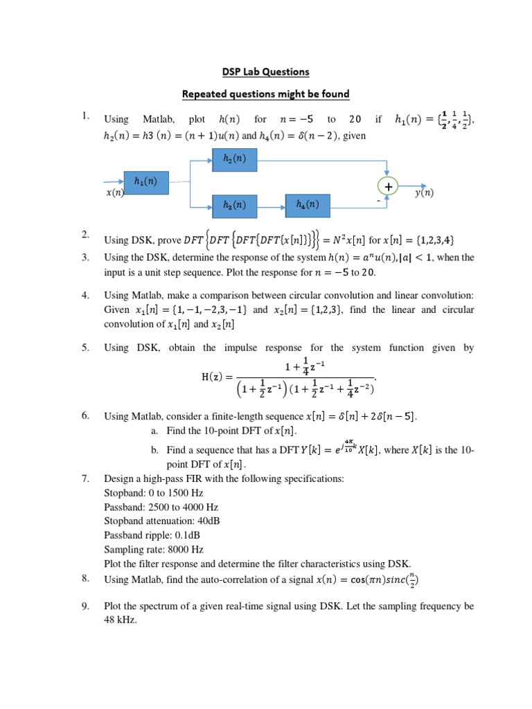 DSP Lab Questions | PDF | Low Pass Filter | Sampling (Signal Processing)