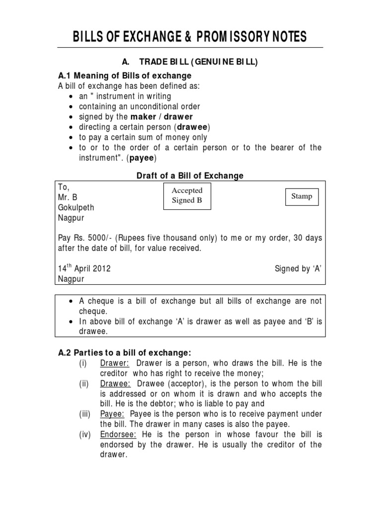 Bills of Exchange (I) - NADT PDF | PDF | Negotiable Instrument ...