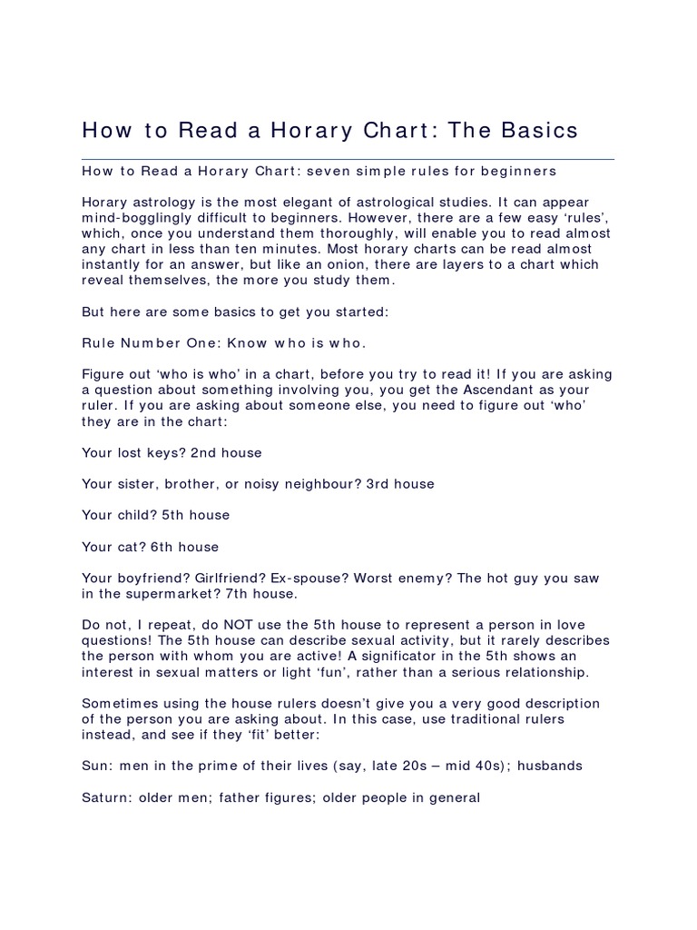 How To Read A Horary Chart - Basic Rules | PDF | Planets In Astrology ...
