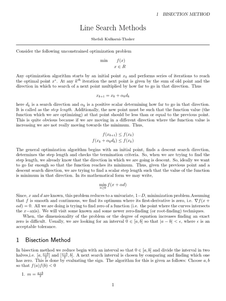 Line Search Methods Mathematical Optimization Analysis