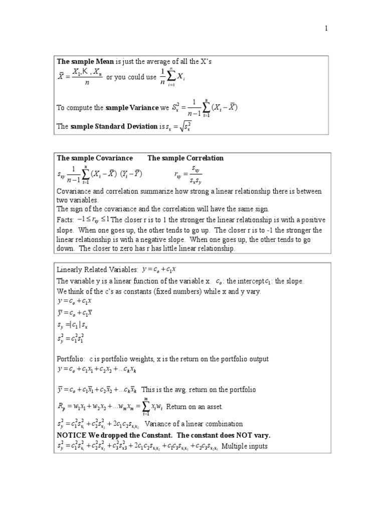 Stats Cheat Sheets | PDF | Standard Error | Variance