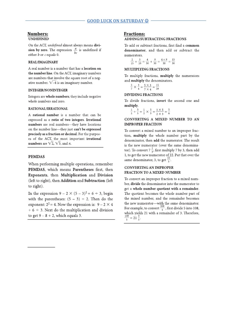 ACT Math Topics Overview | PDF