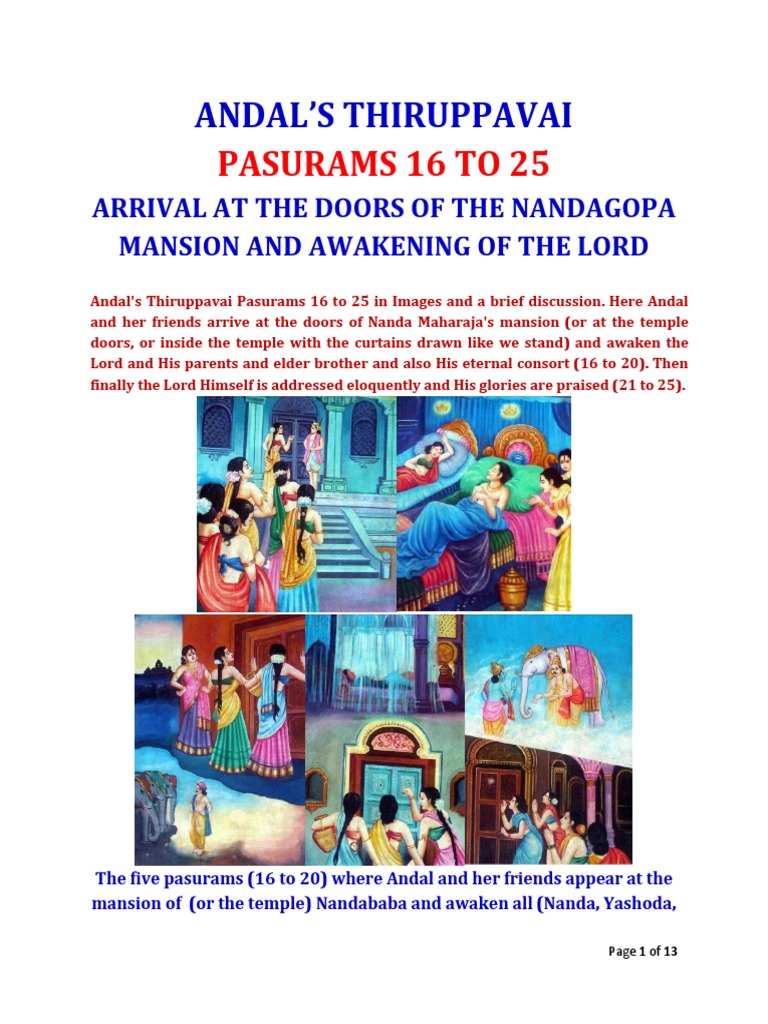 Andal'S Thiruppavai: Pasurams 16 To 25 | PDF | Krishna | Hinduism