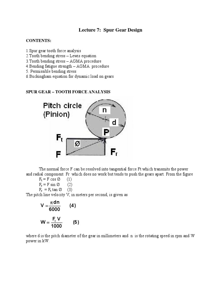 Spur Gear Design 1 | PDF | Gear | Bending