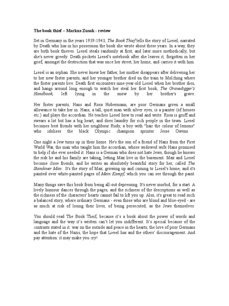 The Book Thief-Book Review | PDF