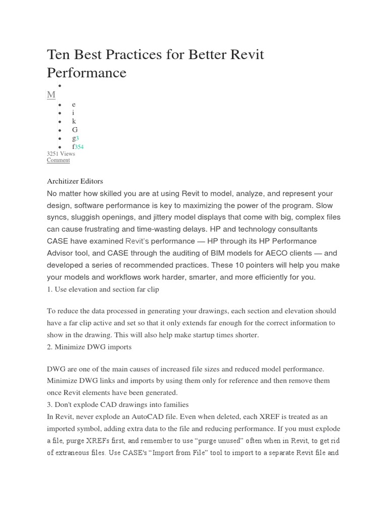 Ten Best Practices For Better Revit Performance | PDF | Autodesk Revit ...