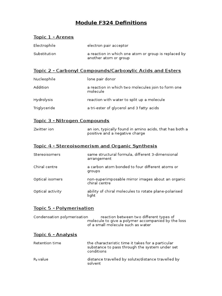 Module F324 Definitions | PDF
