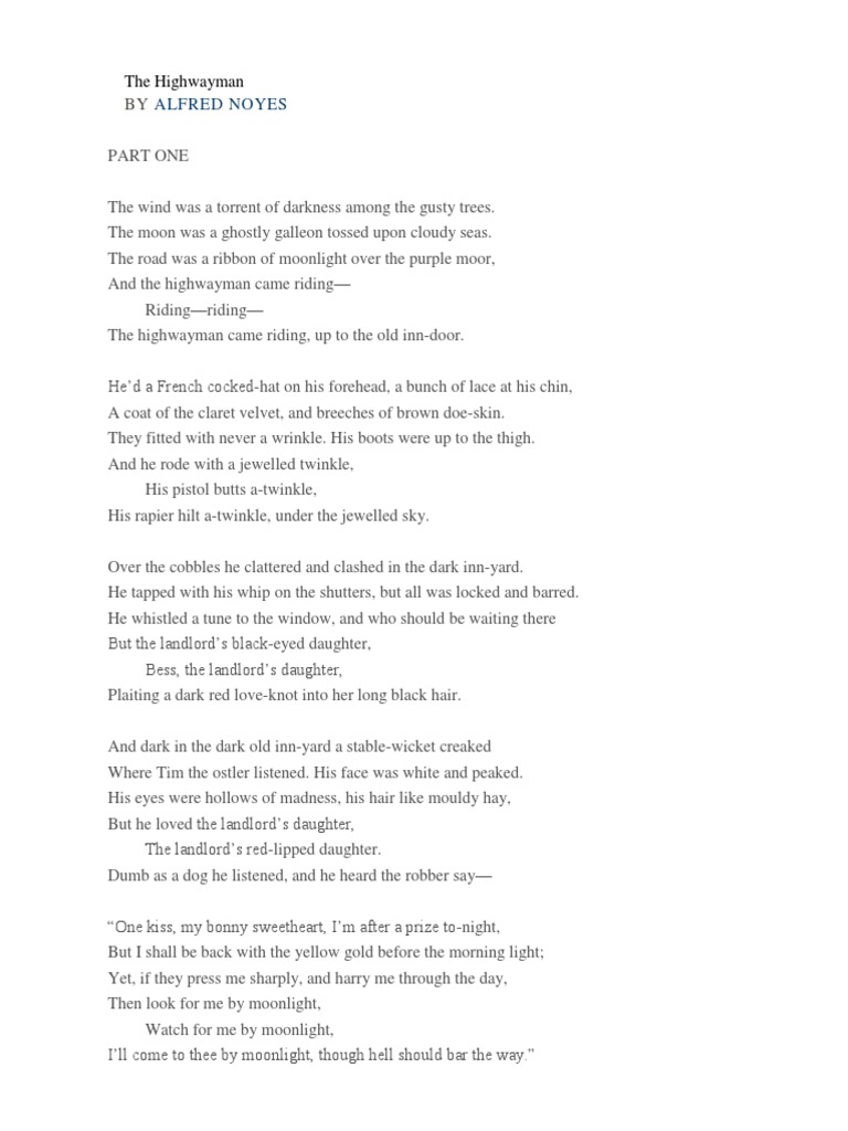 The Highwayman Poem | PDF