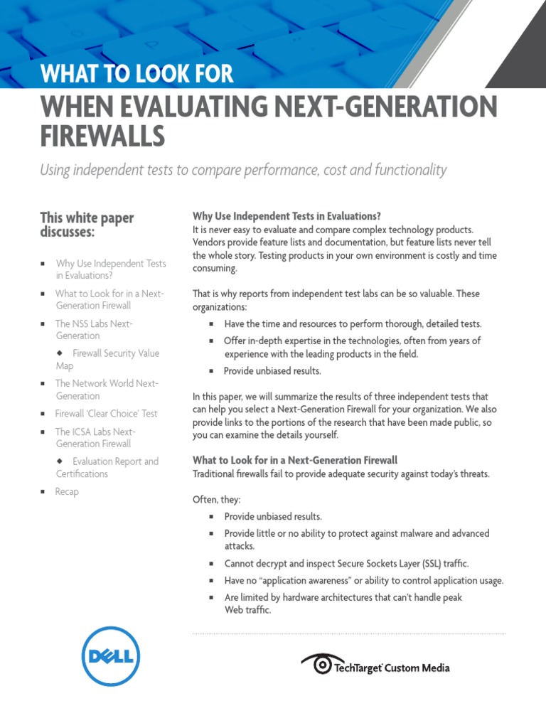 Dell What To Look For When Evaluating Nex Gen Firewalls | PDF ...