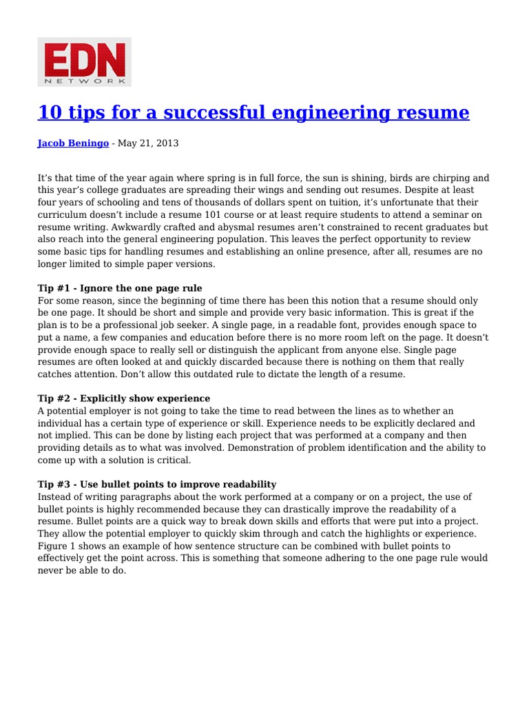 10 Tips For A Successful Engineering Resume | PDF