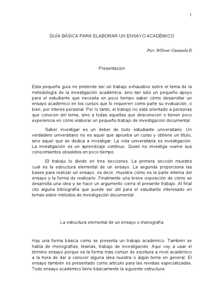 Guía Básica para Elaborar Un Ensayo Académico | PDF | Ensayos | Teoría