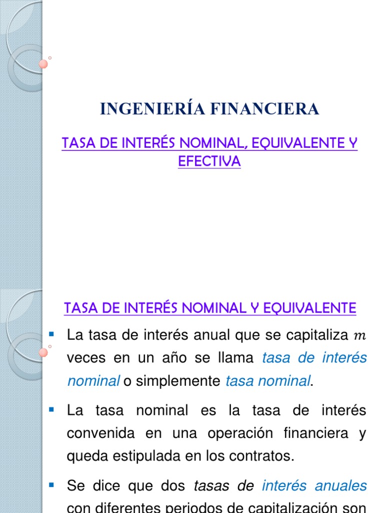 Tasa de Interés Nominal, Equivalente y Efectiva | Interés | Tasas de ...