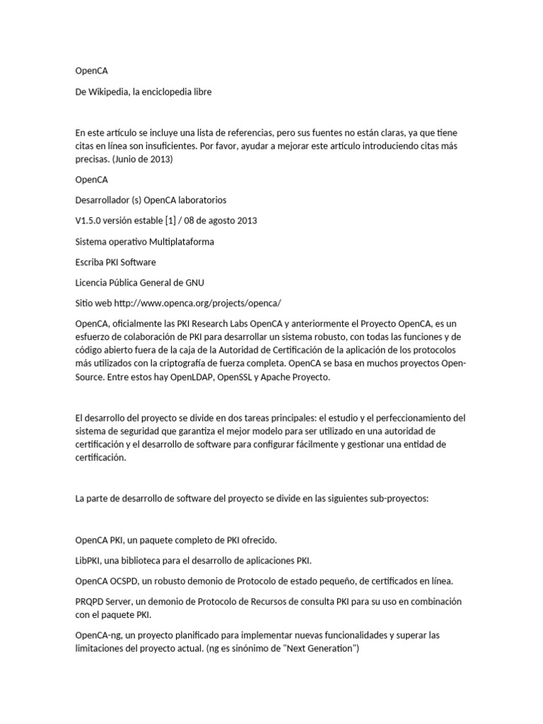 Openca | PDF | Wikipedia | Software