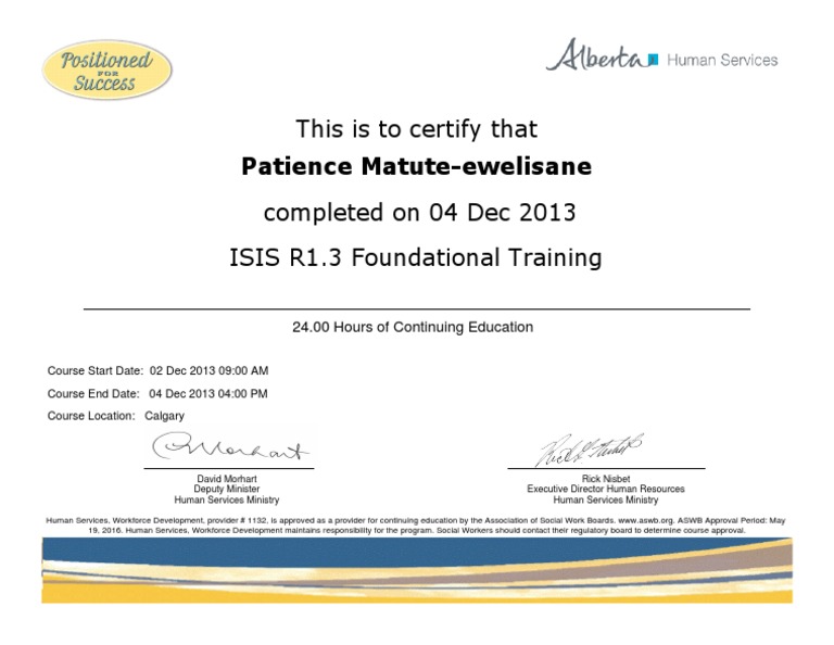 Social Work Continuing Education Certificate | PDF | Career & Growth ...