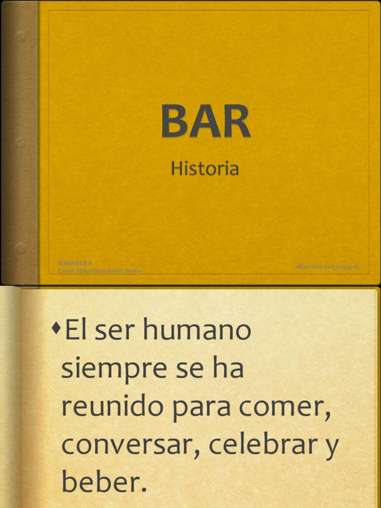 Historia Del Bar | PDF | Bar | Vino