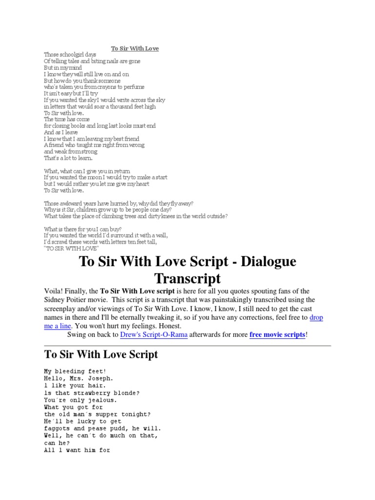 To Sir With Love | PDF