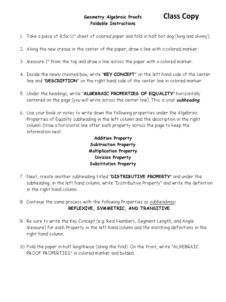 Geometry Proofs Foldable Guide | PDF