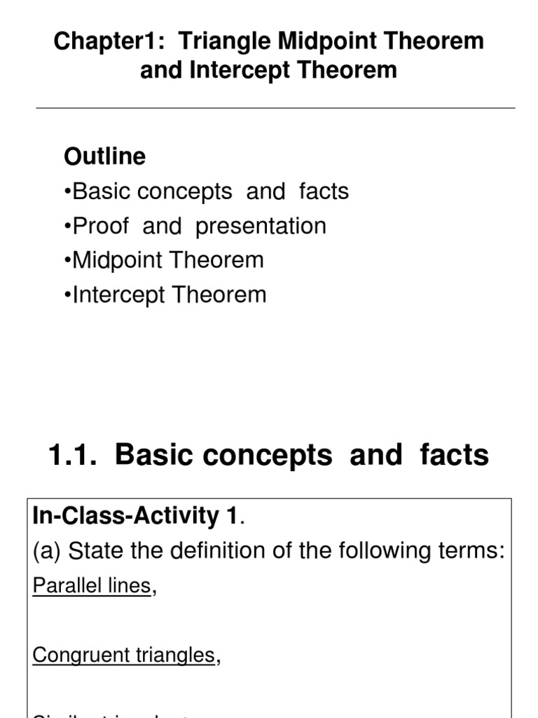 Triangle Midpoint and Intercept Theorems | PDF | Triangle | Euclidean ...