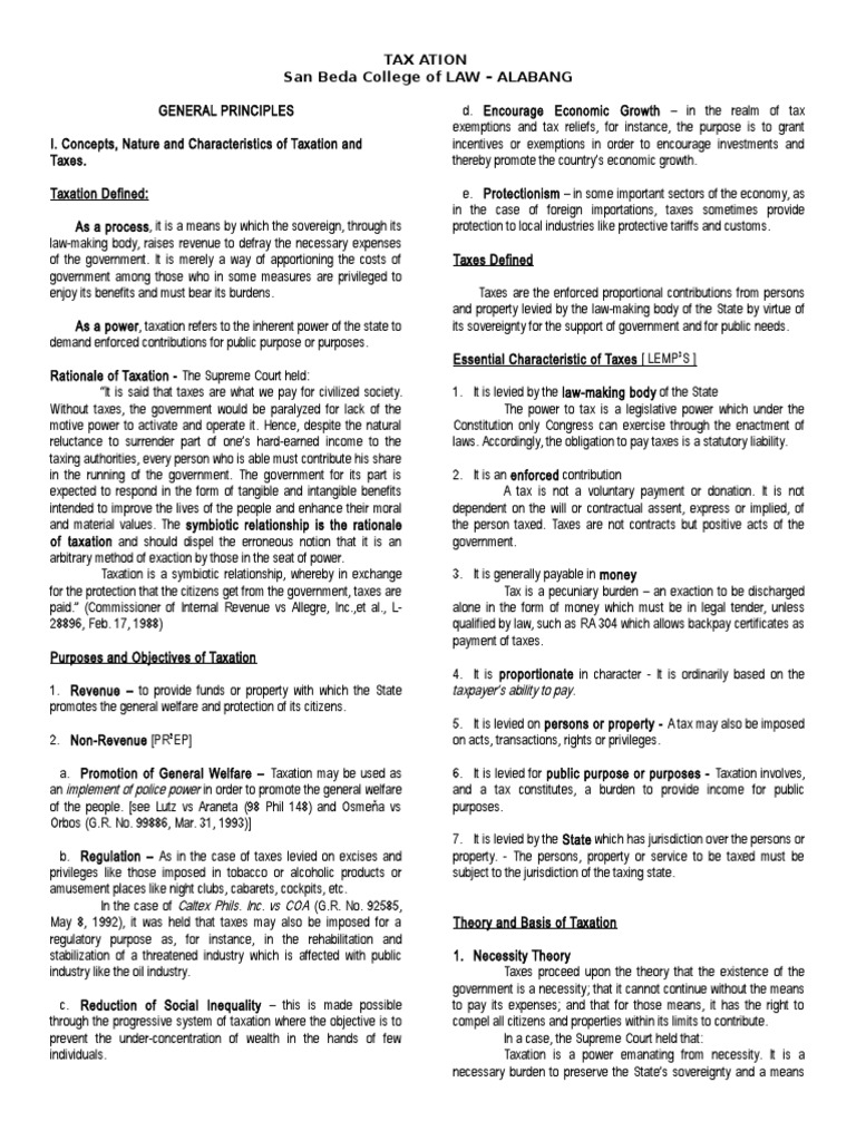 Basic Taxation - Aban Reviewer | PDF | Excise | Taxation