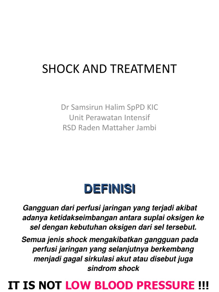 Shock And Treatment Dr Samsirun Halim Sppd Kic Unit Perawatan Intensif