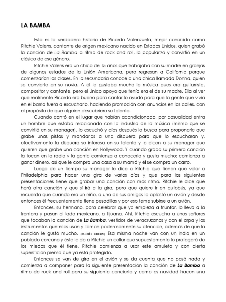 La Bamba | PDF | La Bamba (Canción) | Ocio