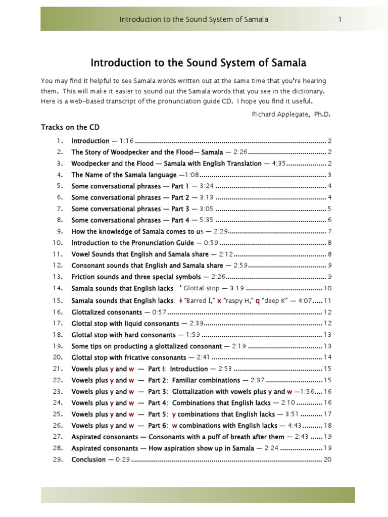 Introduction To The Sound System of Samala | PDF | Consonant | English ...