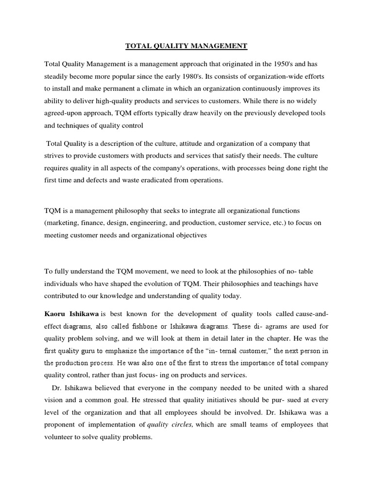 The Concept of TQM | PDF | Forecasting | Moving Average