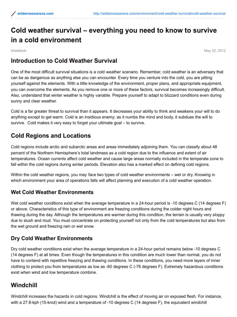 Cold Weather Survival Guide Essentials | PDF | Hypothermia | Snow
