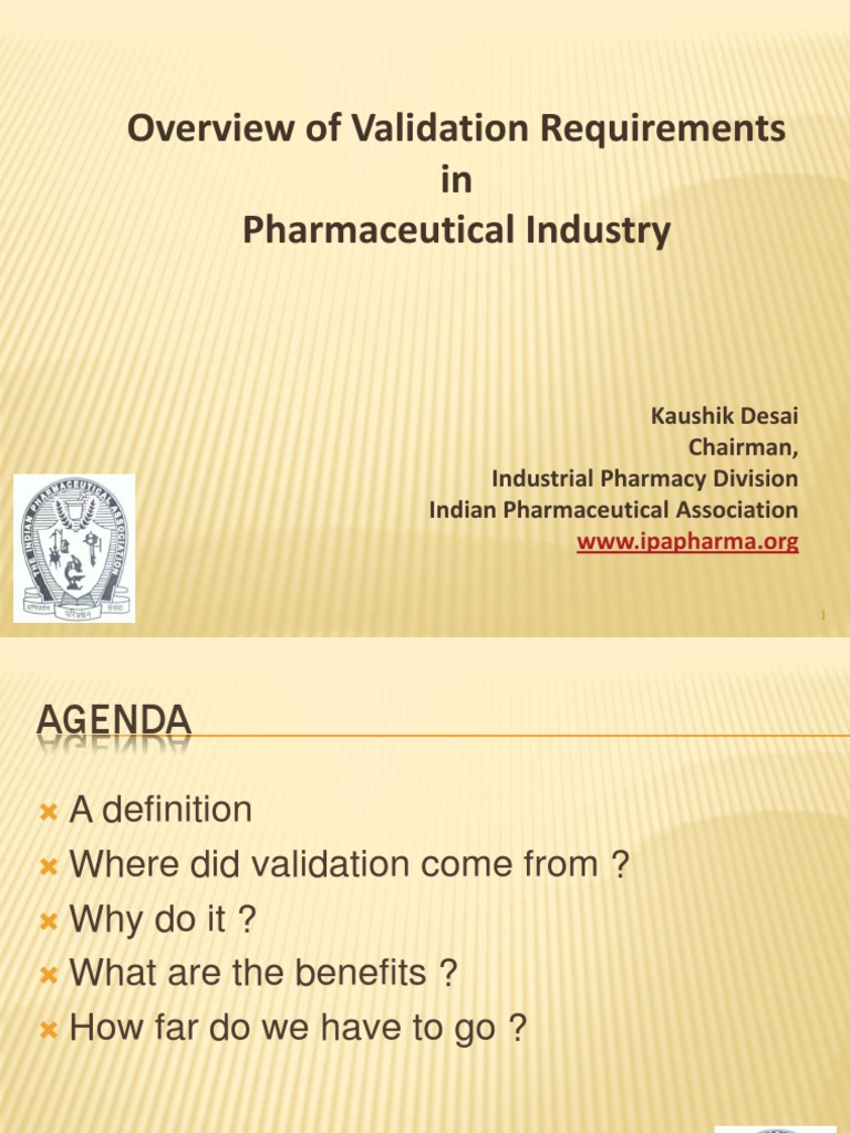 Overview of Validation Requirements in Pharmaceutical Industry | PDF | Verification And ...
