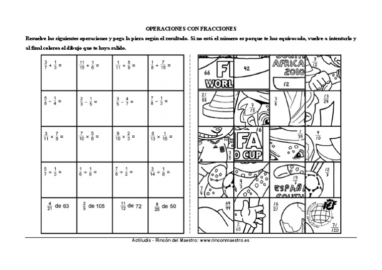 Rompecabezas de Fracciones para Colorear | PDF | Métodos y materiales ...