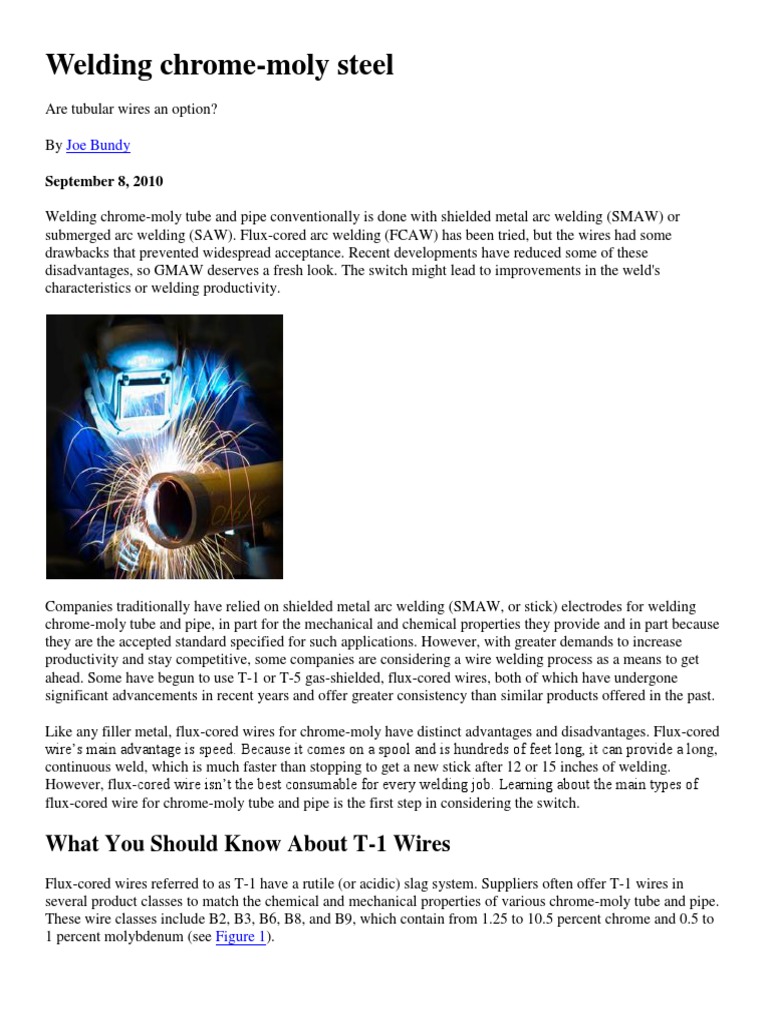 Welding Chrome-Moly Steel: What You Should Know About T-1 Wires | PDF ...