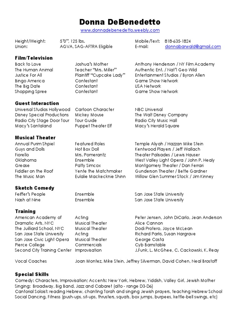 Sherry Mandujano's Acting Resume | PDF | Art | Poetry