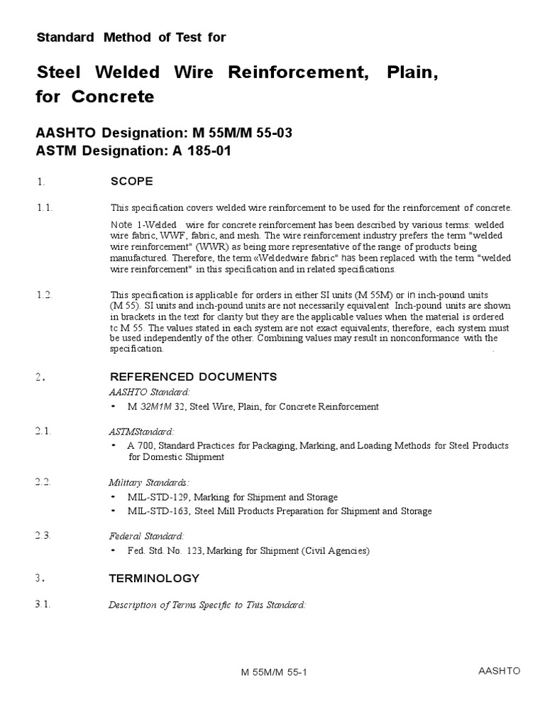 Aashto M-55-03 | PDF | Wire | Welding